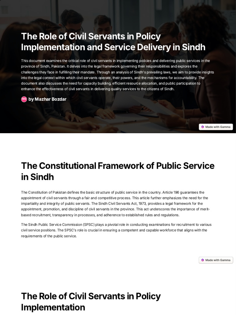 The Role of Civil Servants in Policy Implementation and Service ...