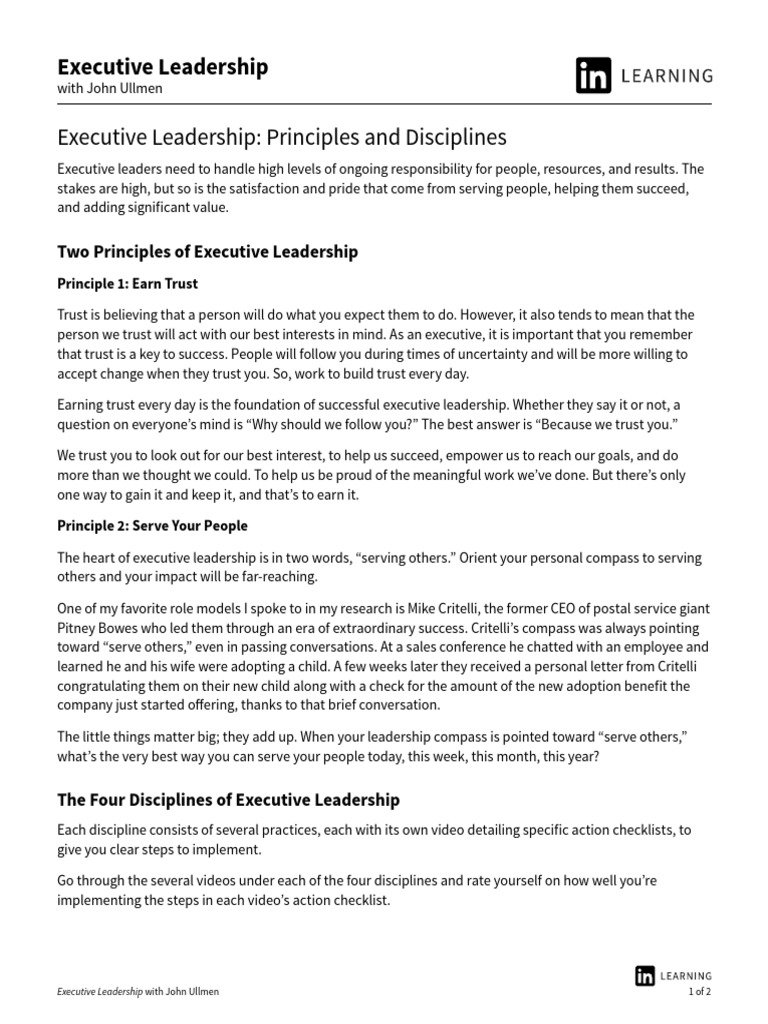 Executive Leadership Essentials | PDF | Leadership | Behavioural Sciences