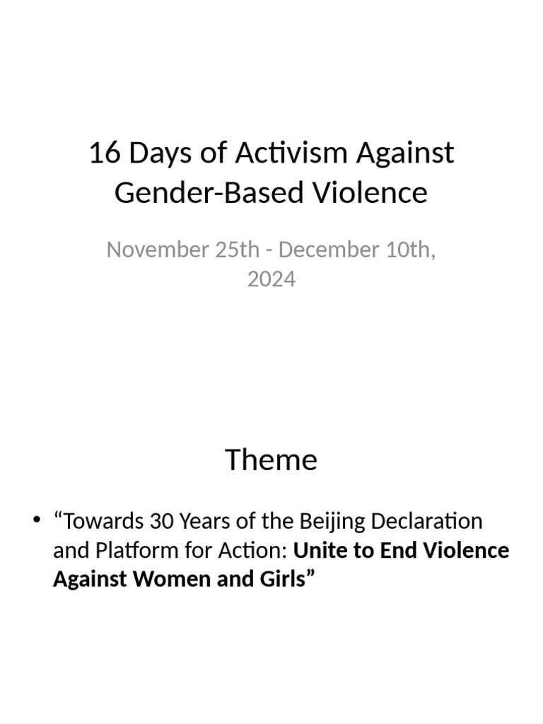 16 Days of Activism Presentation | PDF | Social Science