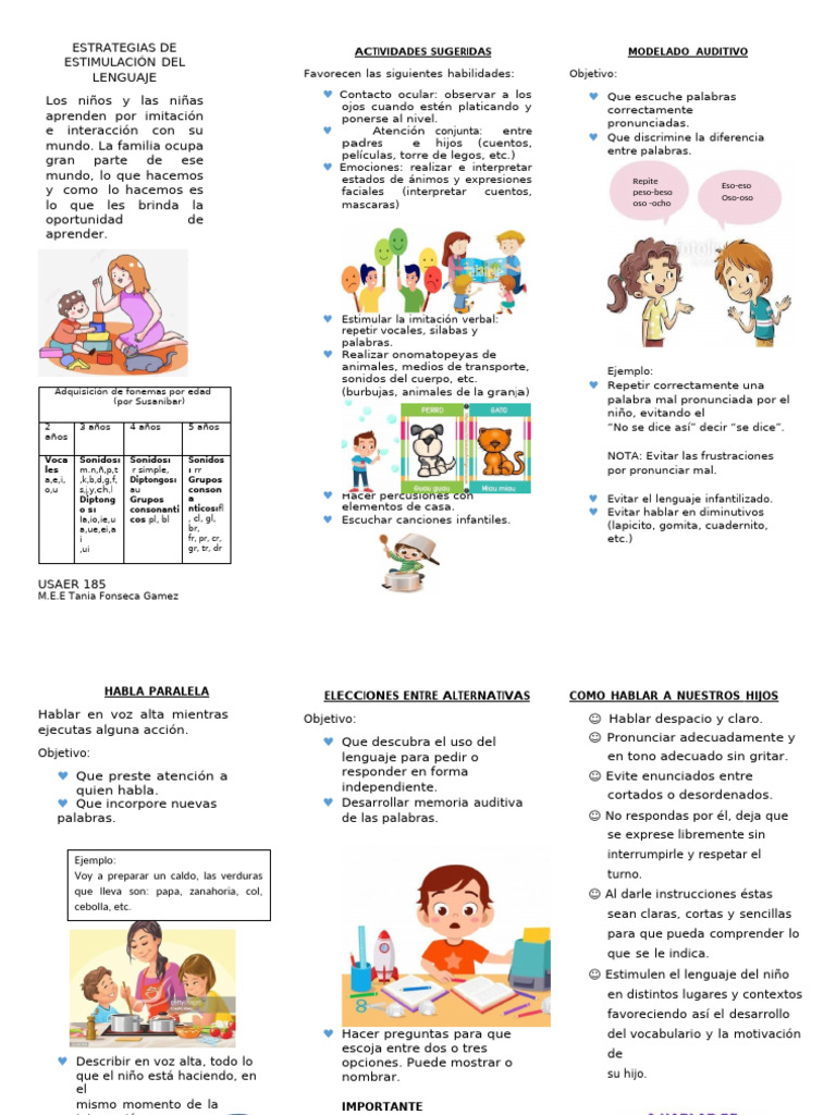 Estrategias para Estimular el Lenguaje Infantil | PDF | Fonética ...