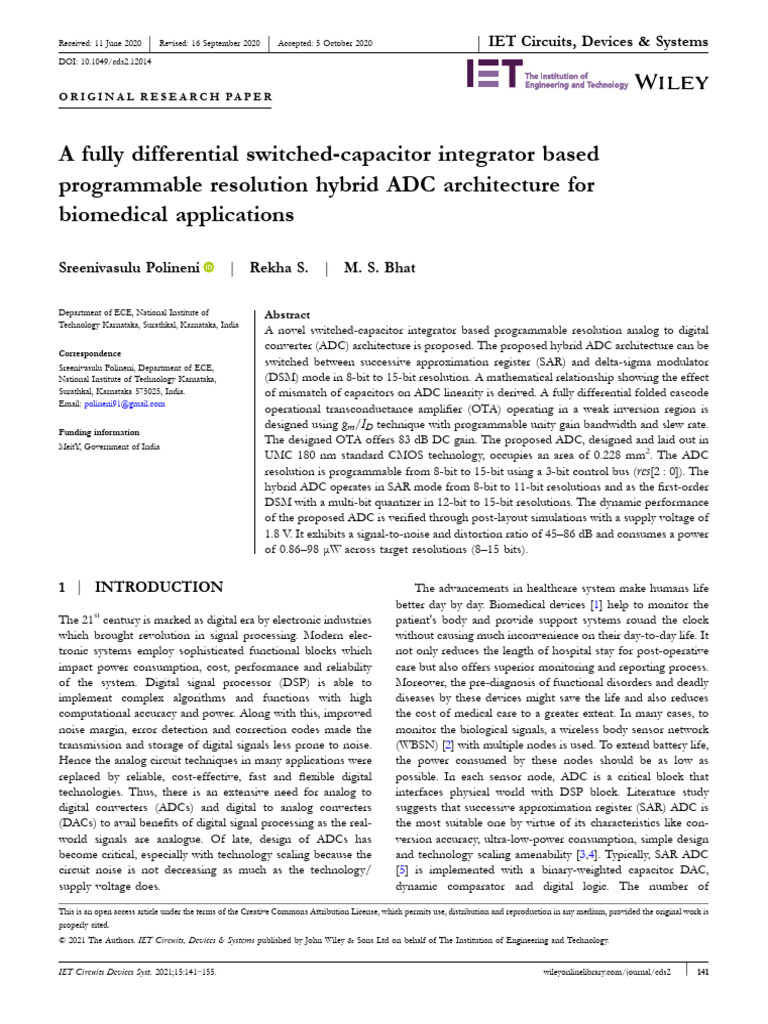 A Fully Differential Switched-Capacitor Integrator | PDF | Analog To ...