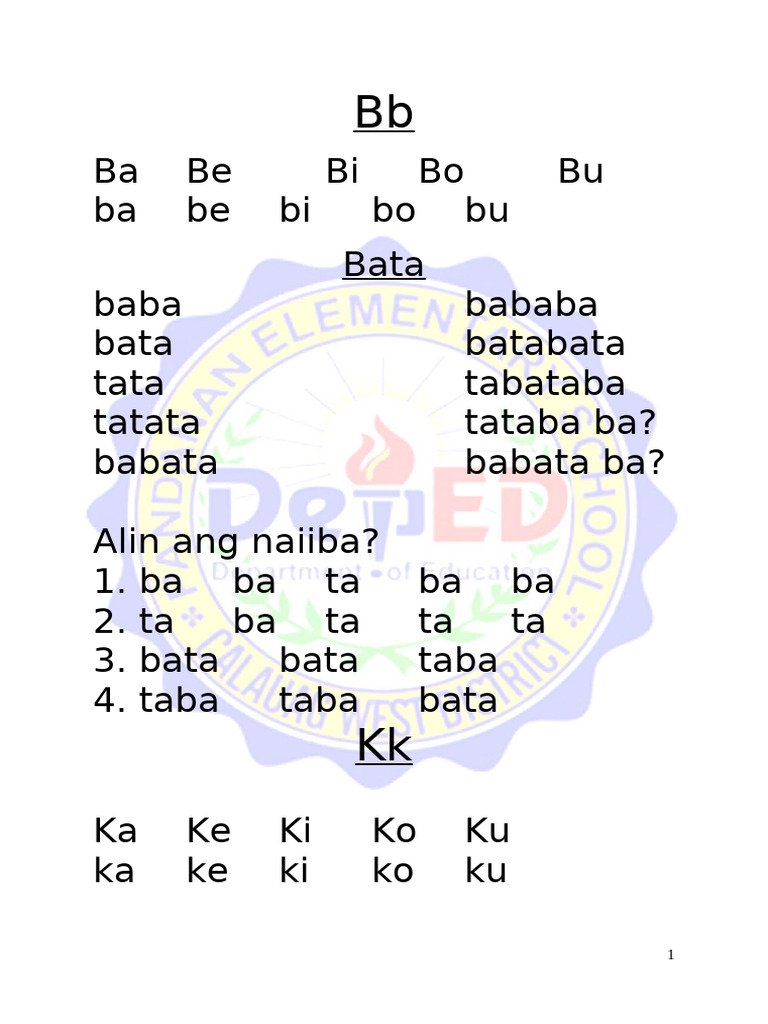 Kinder Reading Filipino | PDF