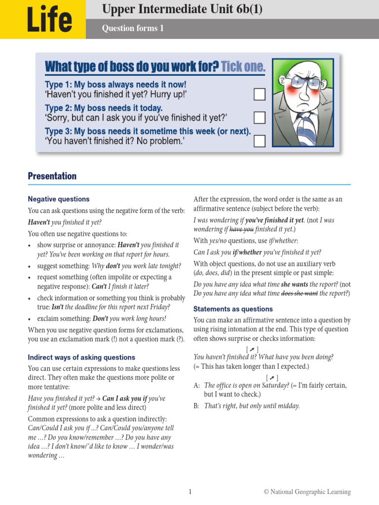 Upper-Intermediate GW 06b-1 | PDF | Question | Language Mechanics