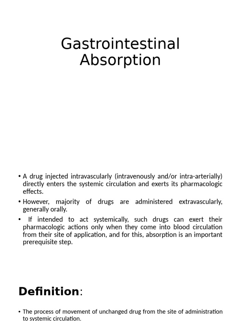 Gastrointestinal Absorption | PDF | Tablet (Pharmacy) | Pharmaceutical ...