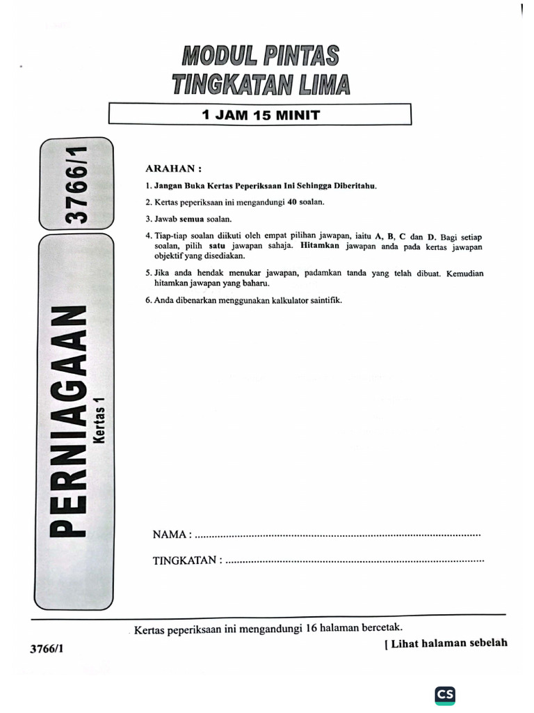 Soalan K1 Set 2 | PDF