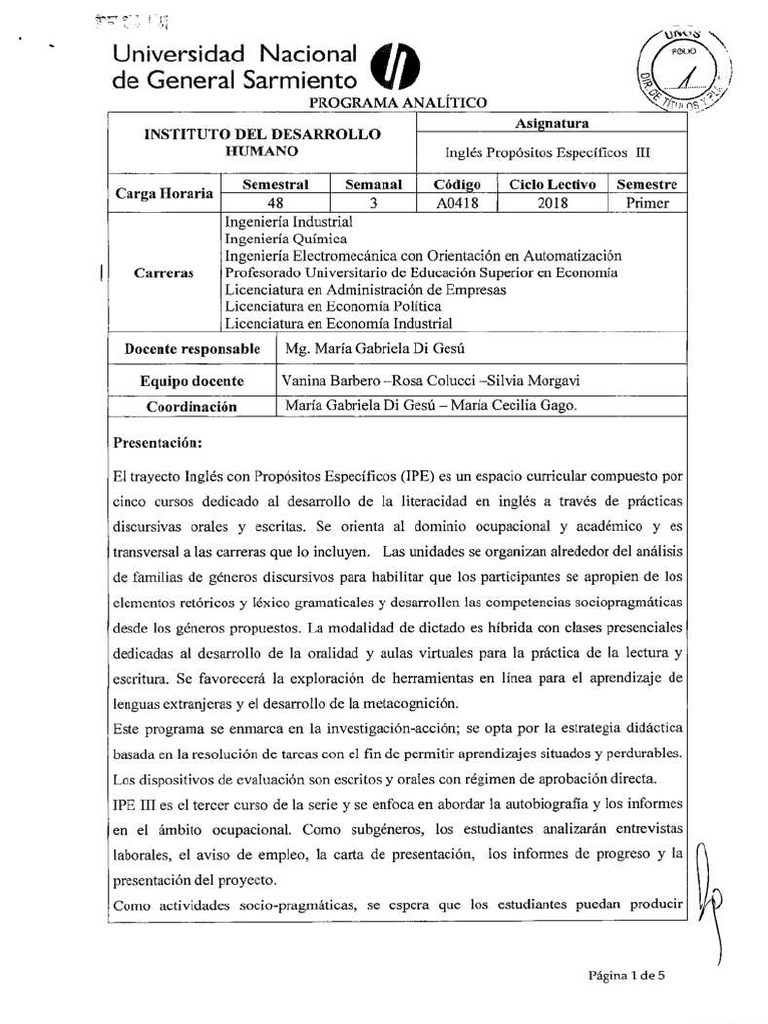 Programa Ingles 3 | PDF