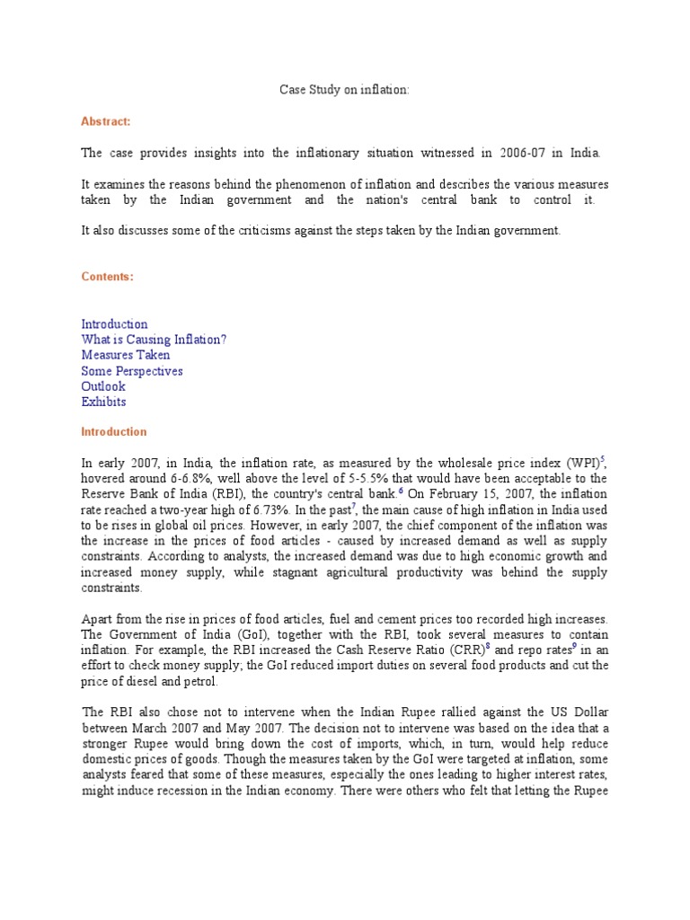 Inflation Case Studies 500 | PDF | Reserve Bank Of India | Inflation