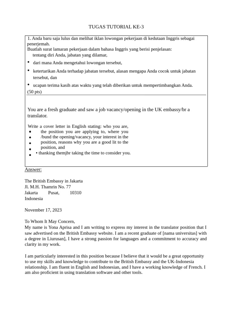 Tugas 3 Bahasa Inggris | PDF | Indonesian Language | Cognitive Science