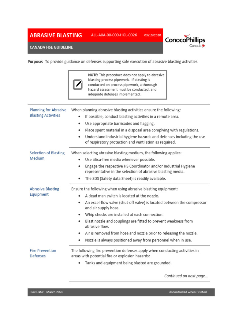 Abrasive Blasting Safety Guidelines | PDF | Personal Protective ...