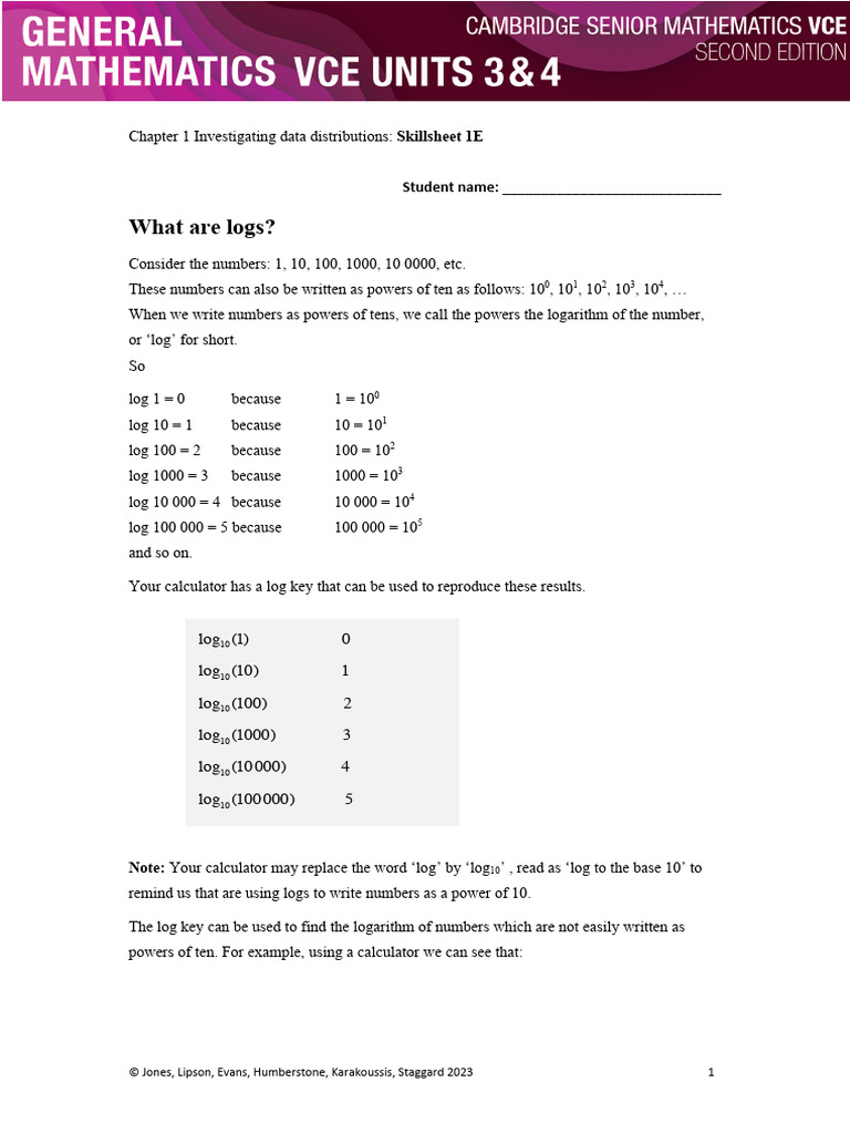 Microsoft Word - VCE - GM3 - 4 - Skillsheet - 01E Feb 23 | PDF | Arithmetic | Mathematics