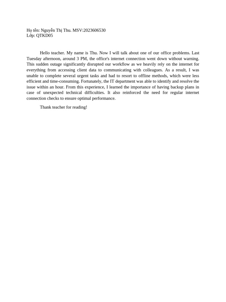 Writing Unit 5 - Nguyễn Thị Thu | PDF | Career & Growth | Technology & Engineering