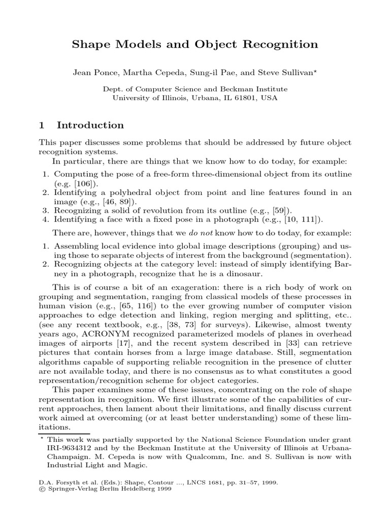 Shape Mode S and Object Recognition | PDF | Image Segmentation | Spline (Mathematics)