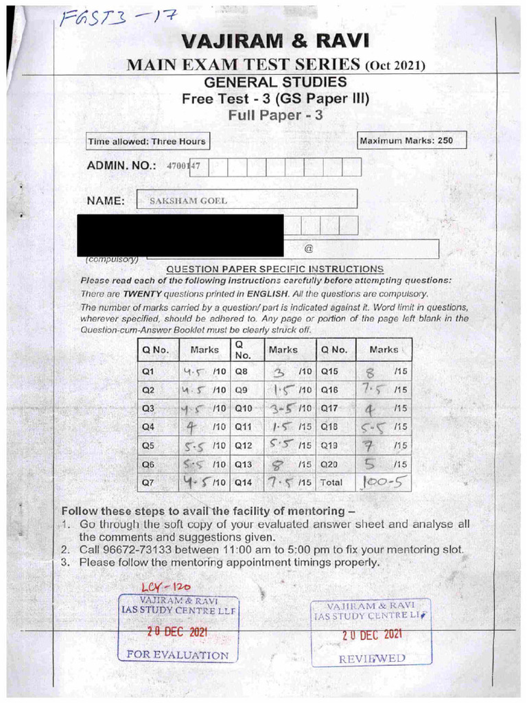 GS3 Saksham Goel AIR 21 | PDF