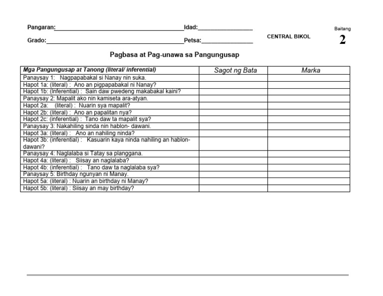 02 - LRP - CB-2-Pagbasa at Pag-Unawa Sa Pangungusap - STUDENT | PDF
