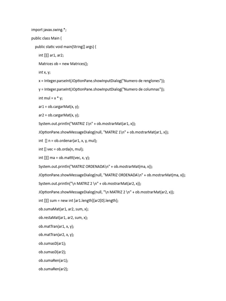 Matrix en Java | PDF | Computer Programming | Software Engineering