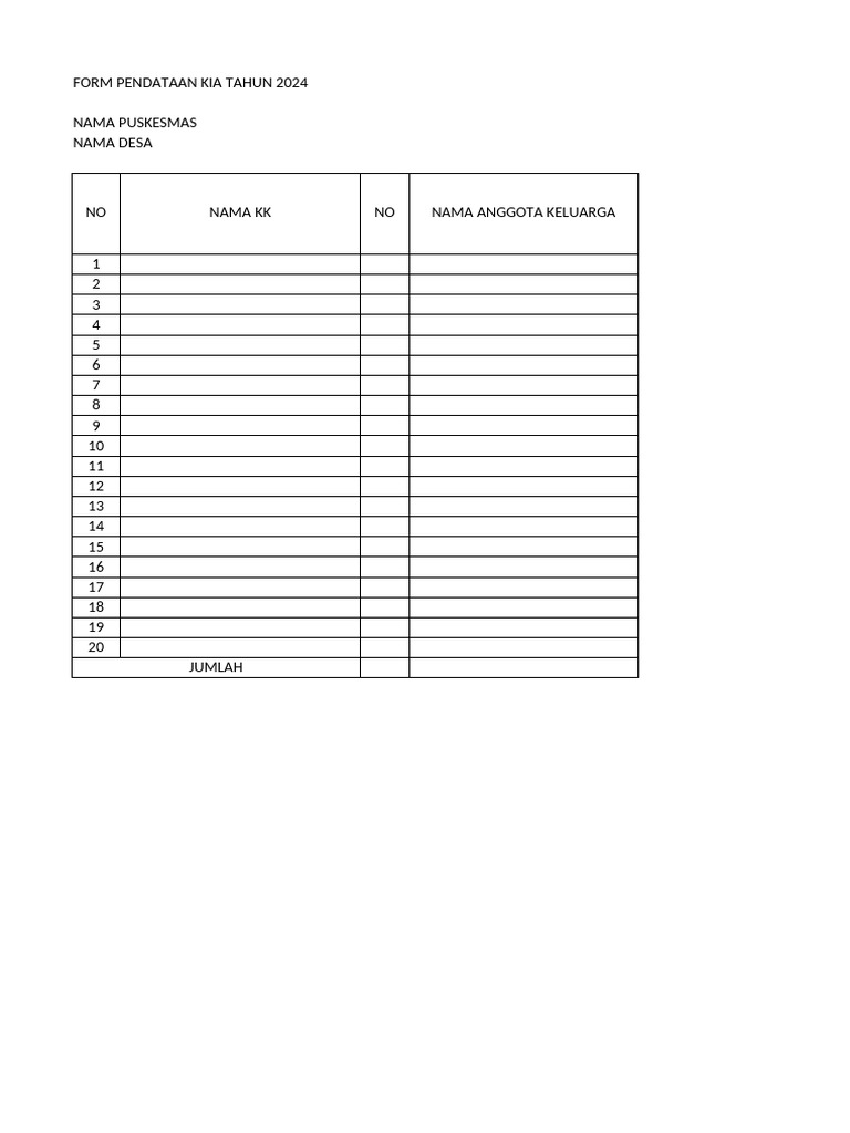 Format Pendataan | PDF