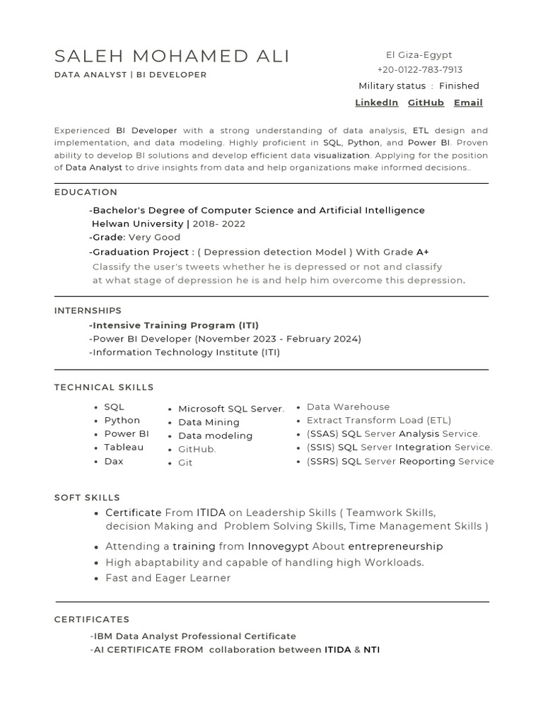 Saleh M. Ali (CV) | PDF | Microsoft Sql Server | Data Warehouse