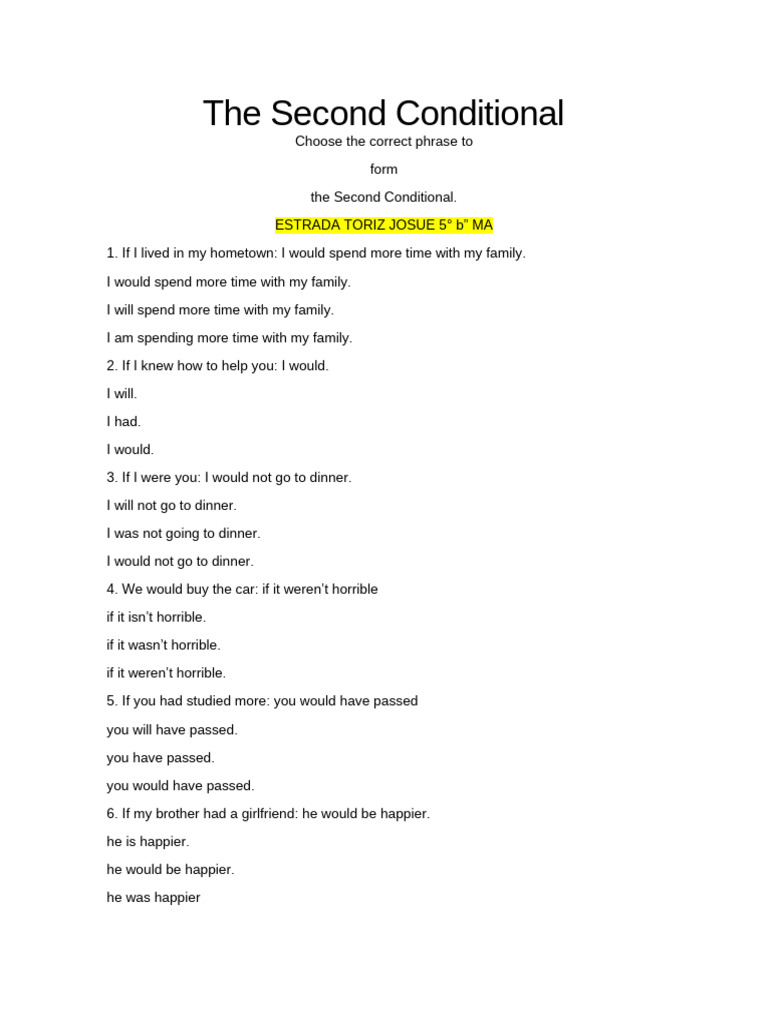 The Second Conditional | PDF