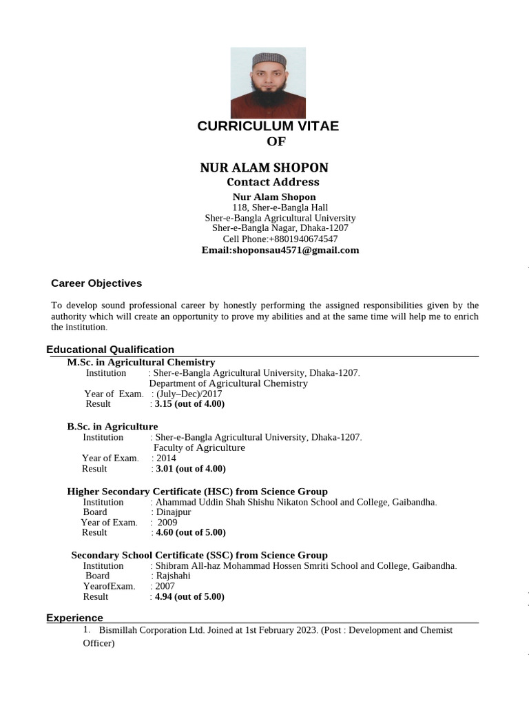 CV Nur Alam 70 Batch SAU | PDF