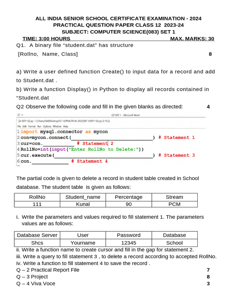 QP SET 1 | PDF | Databases | Parameter (Computer Programming) QP SET 1 | PDF | Databases | Parameter (Computer Programming)