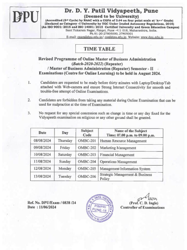 Revised Mba Sem II August 2024 | PDF