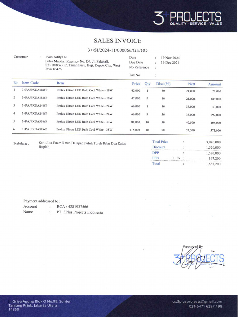 Invoice No.66 - Ivan Aditya N | PDF