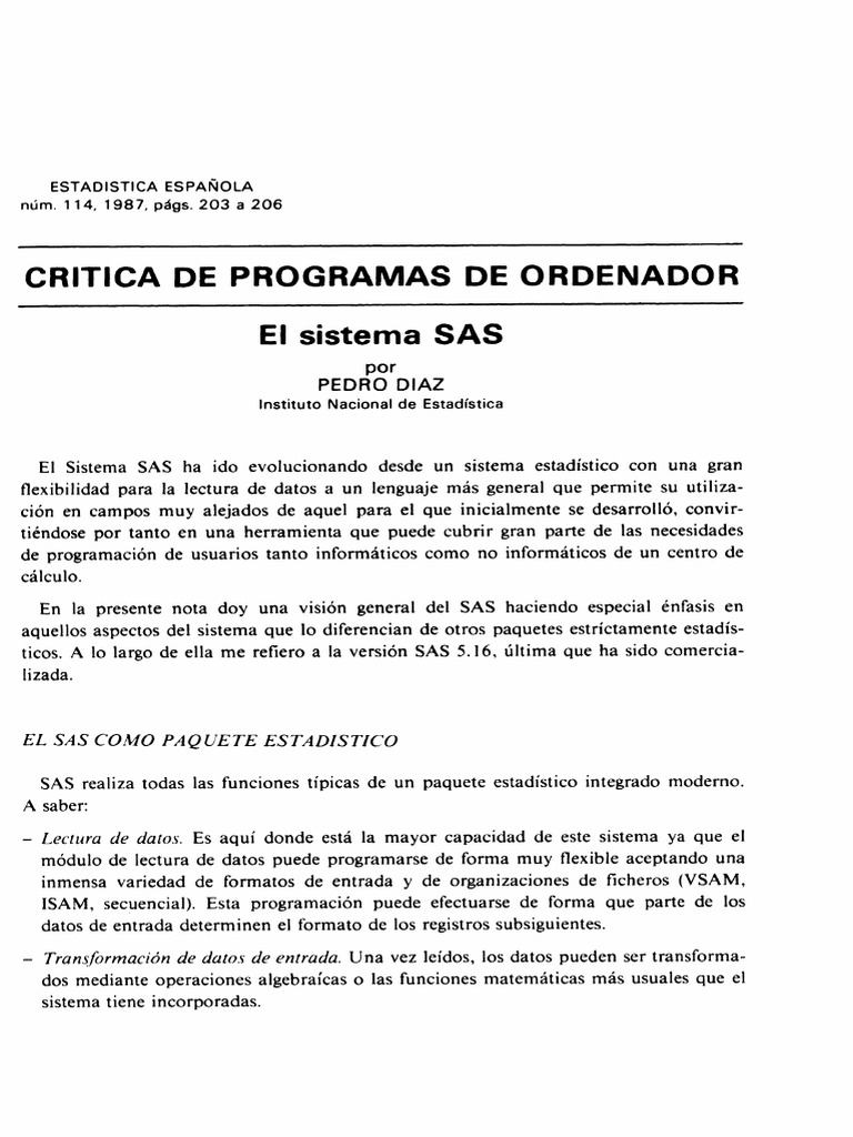 Evolución del Sistema SAS | PDF | Sas (software) | Lenguaje de programación