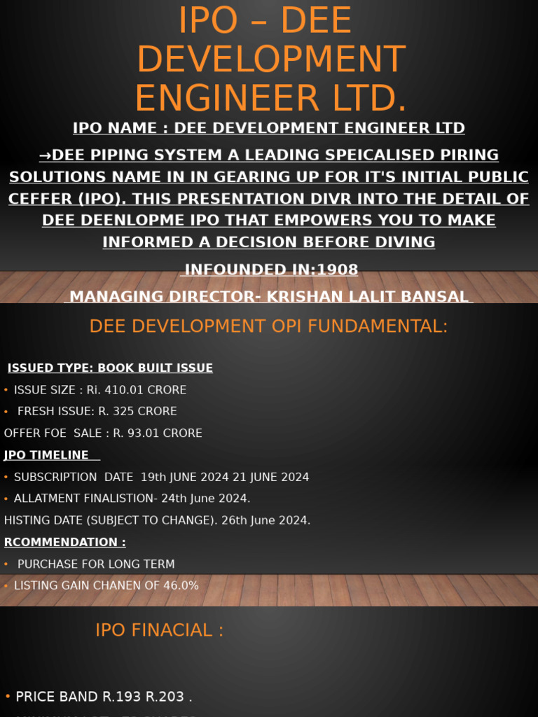 DEE Development IPO Insights | PDF