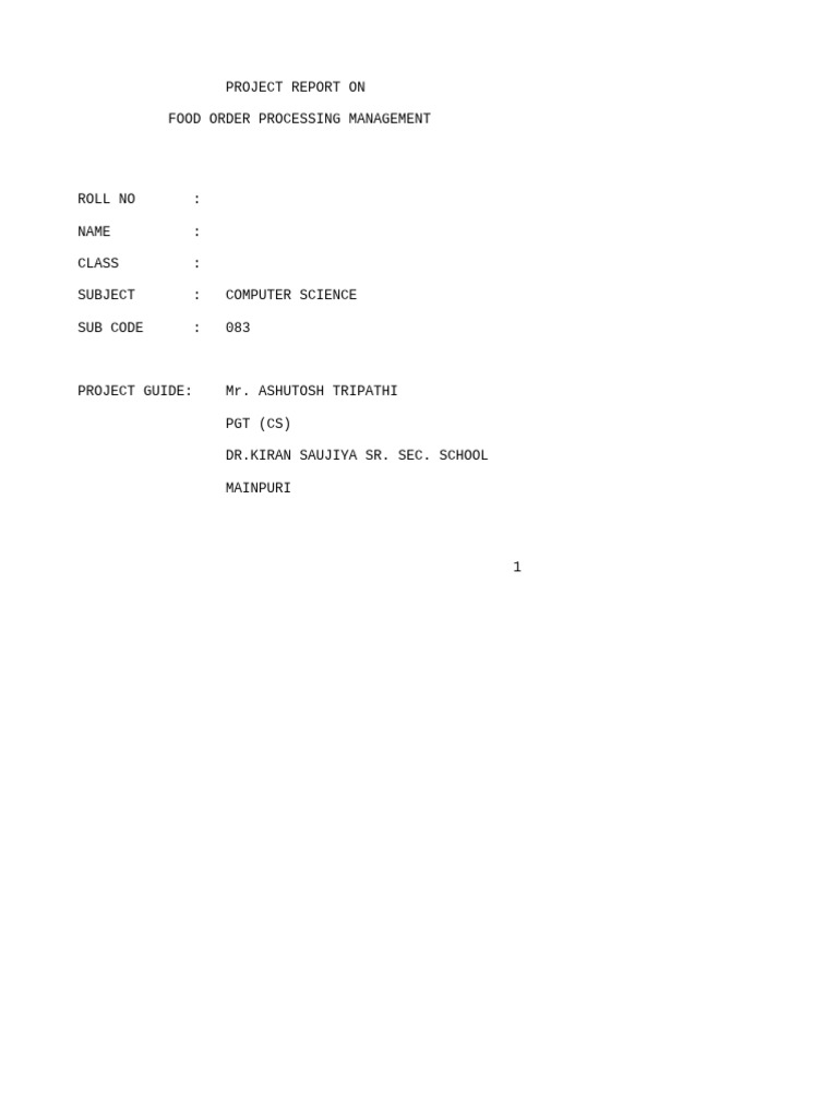 6058 Food Order Processing Management | PDF | Gratitude | Computer ...