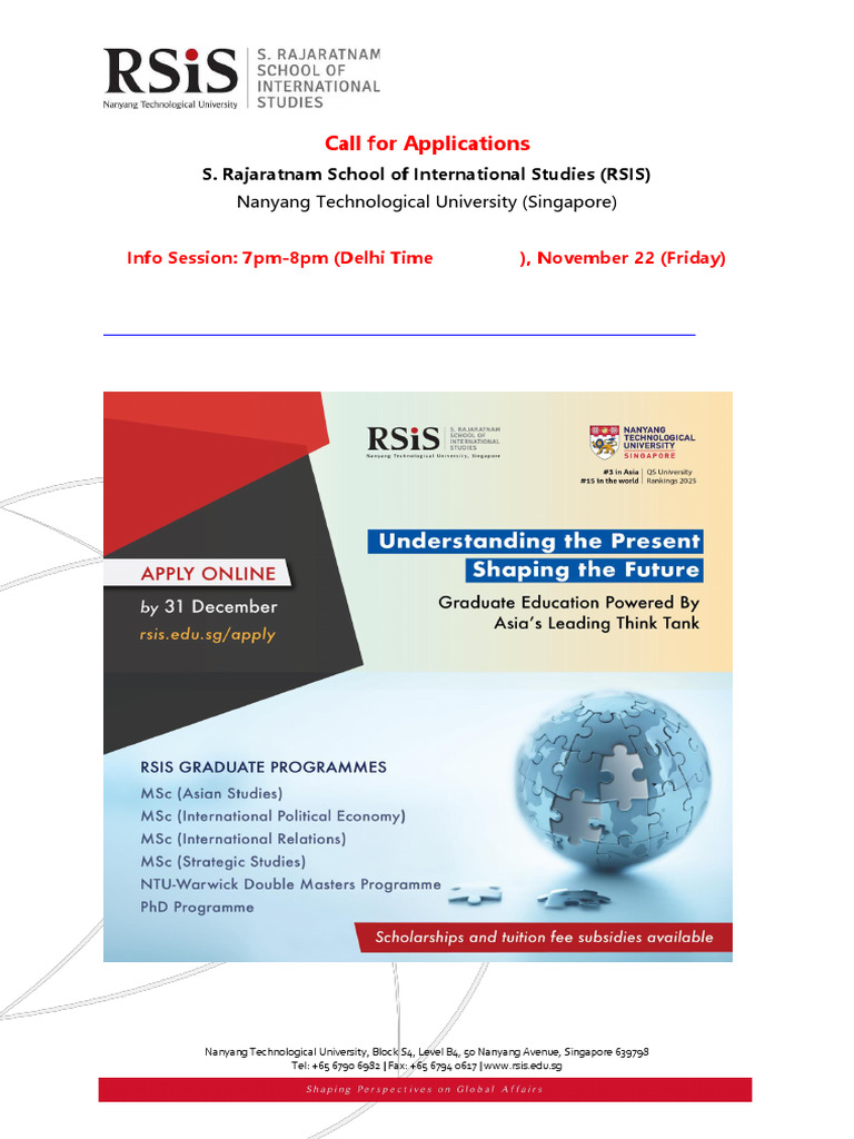 RSIS Info Session-India | PDF