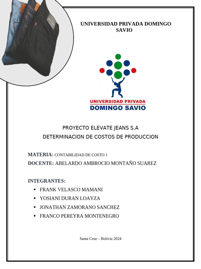 Elevate Jeans Proyecto Costos1.1 | PDF | Costo | Contabilidad