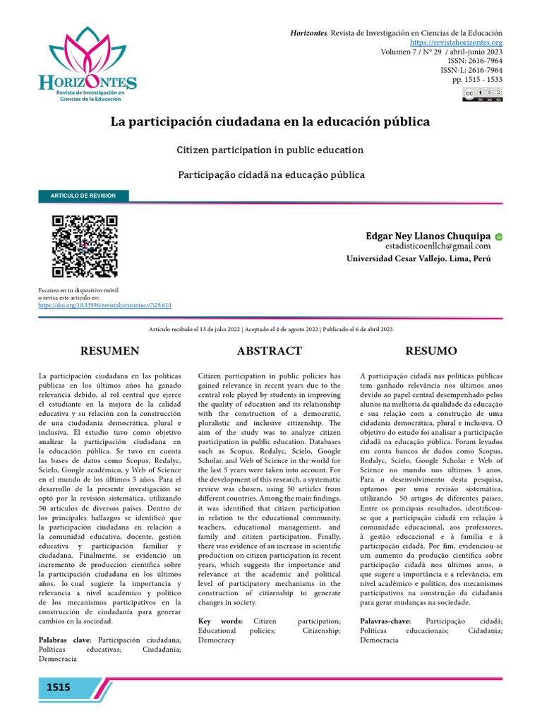 Articulo 35 Horizontes n29v7 | PDF | Enseñando | Democracia