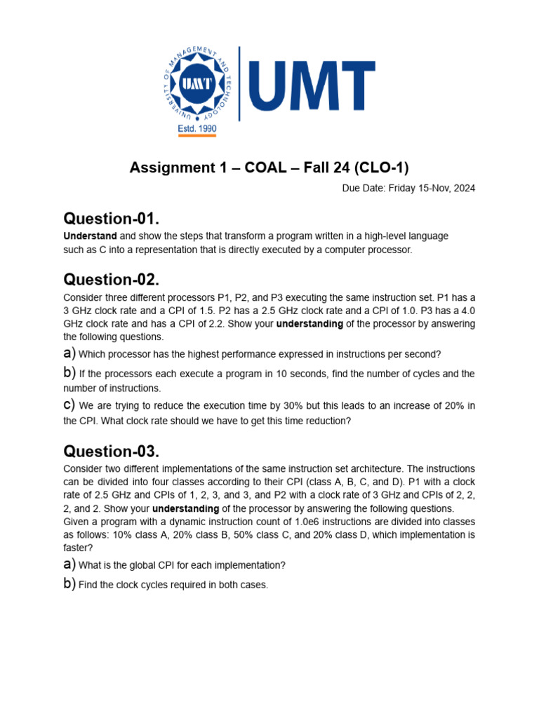 COAL A10 Assignment-1 | PDF | Computers | Technology & Engineering