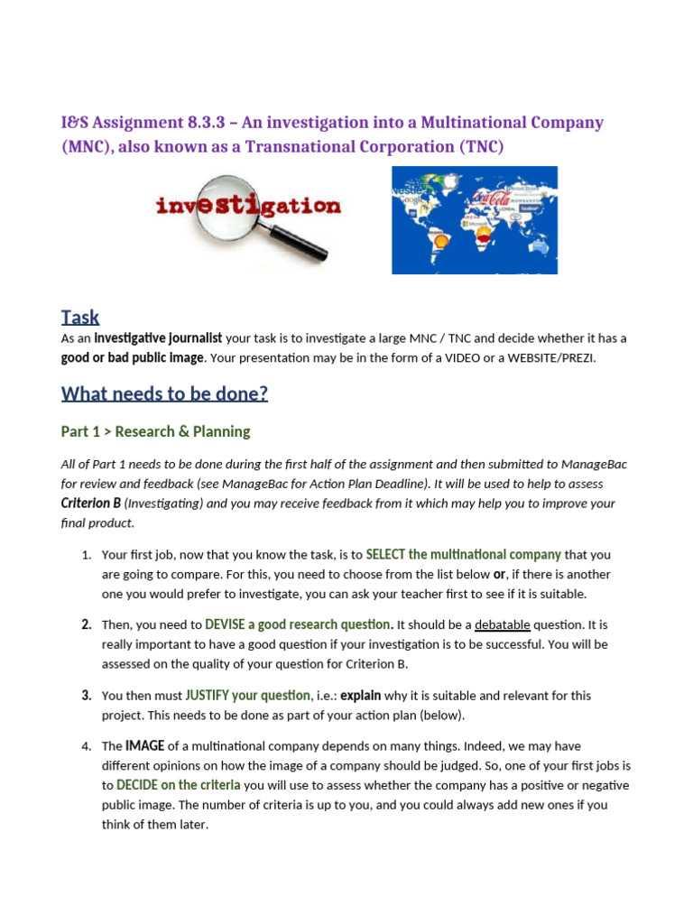 Assignment 8.3.3 - Multinationals Investigation - Action - Plan ...