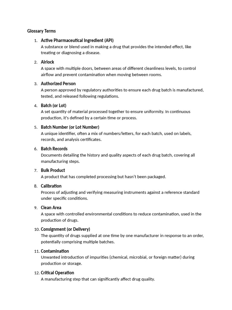Glossary Terms | PDF | Emulsion | Quality Assurance