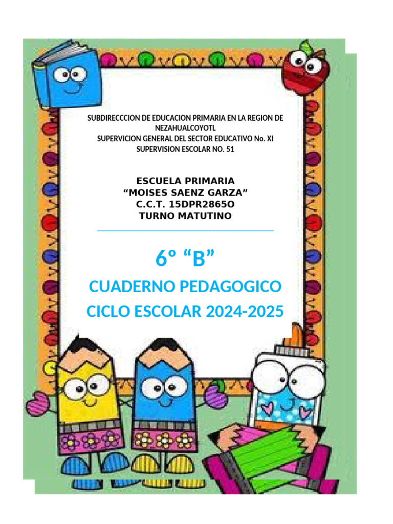 Carátula Cuaderno Pedagógico 2024-2025 | PDF