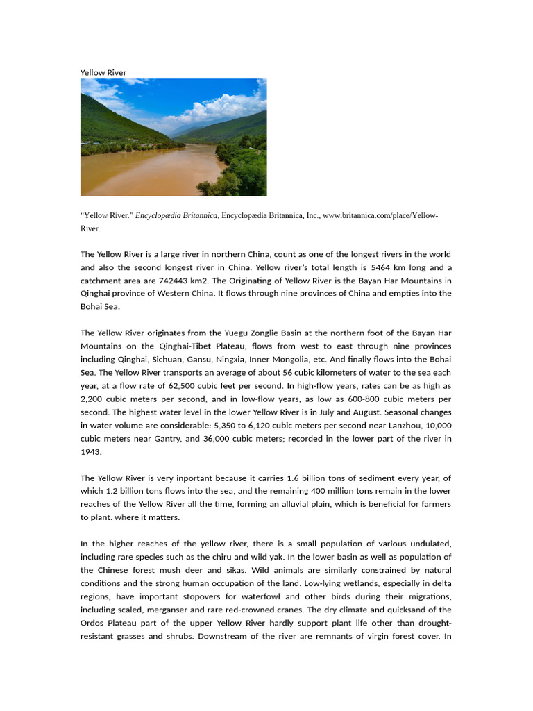 Overview of the Yellow River in China | PDF | River | Natural Environment