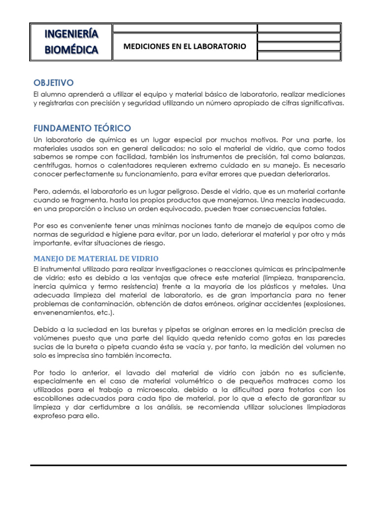 Práctica U1 Mediciones en El Laboratorio | PDF | Laboratorios | Balanza
