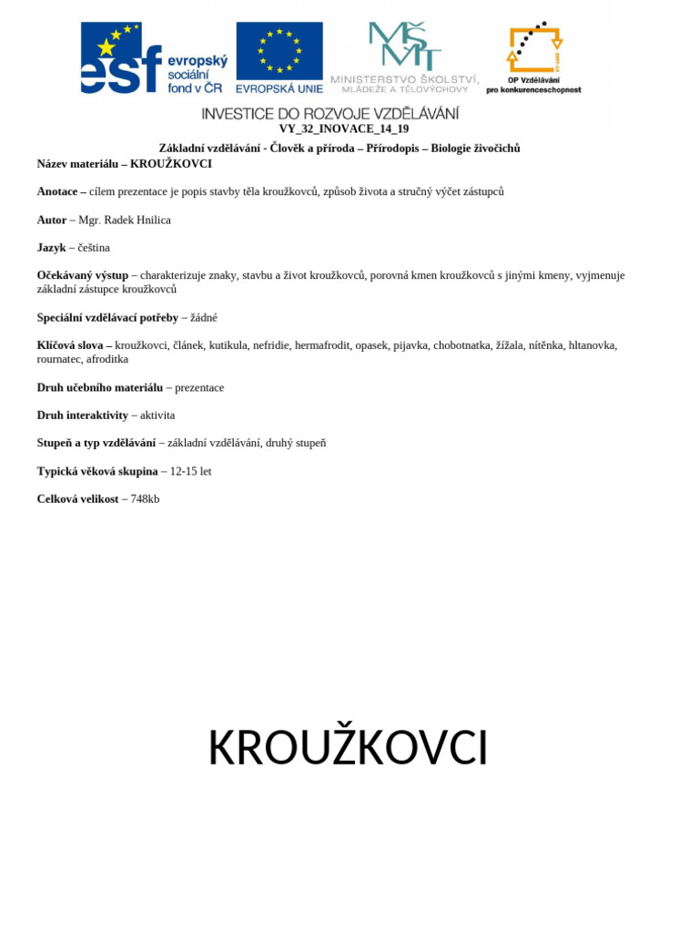 VY 32 INOVACE 14 19 Krouzkovci | PDF