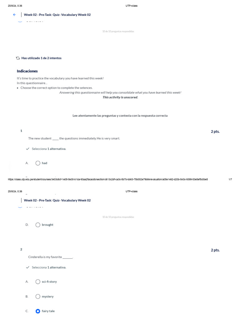 Week 02 - Pre-Task Quiz - Vocabulary Week 02 | PDF