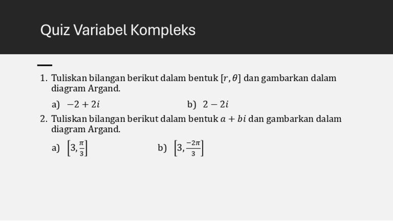Quiz Variabel Kompleks | PDF