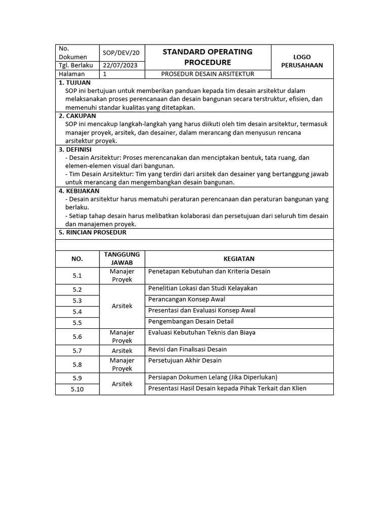 SOP Desain Arsitektur | PDF