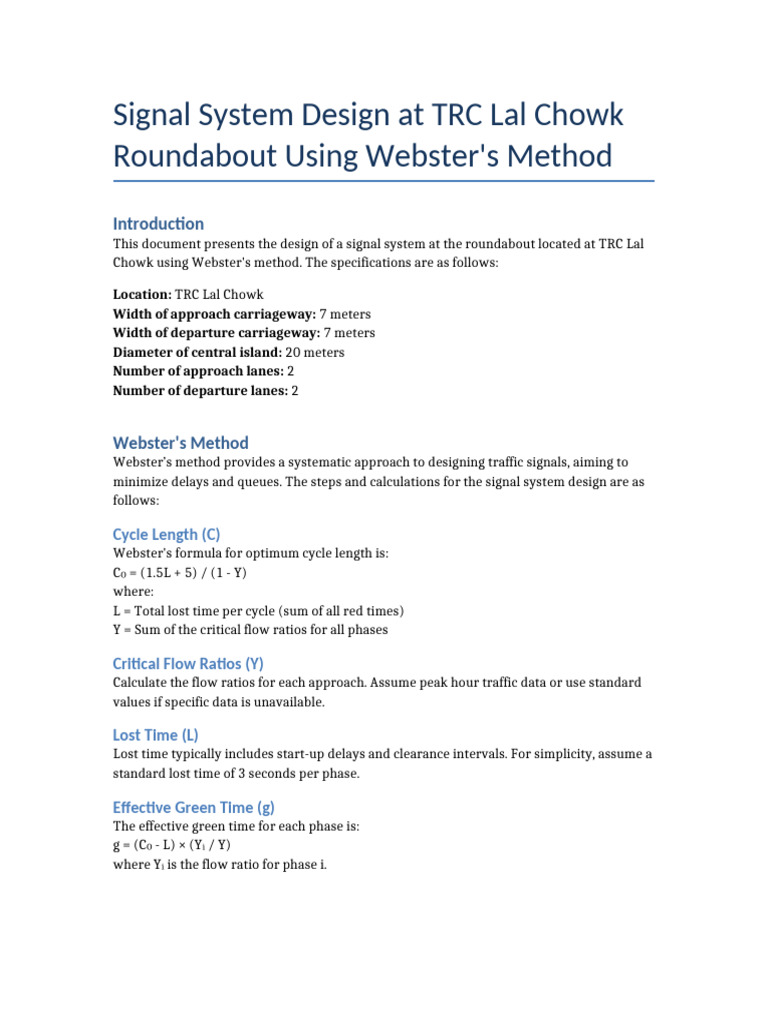 Signal System Design Webster Method | PDF | Traffic | Transport ...