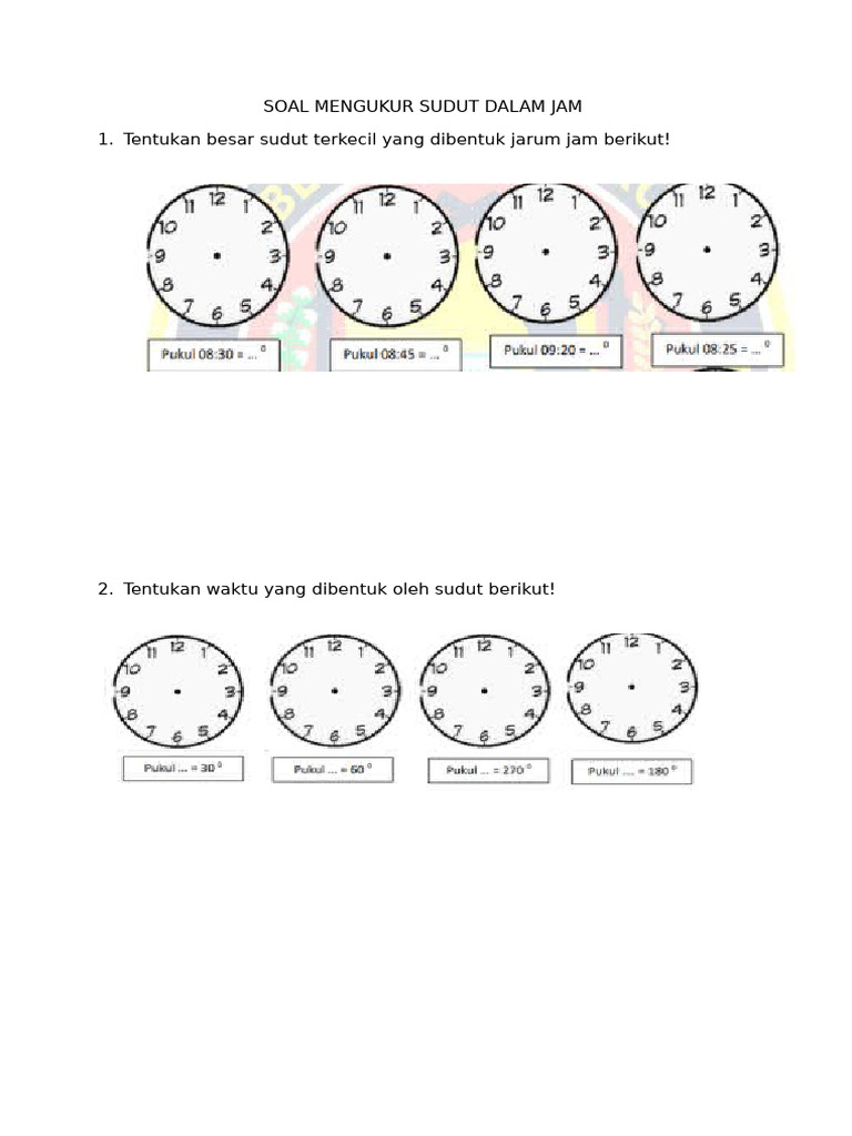 Soal Mengukur Sudut Dalam Jam | PDF | Griya & Taman | Sains & Matematika