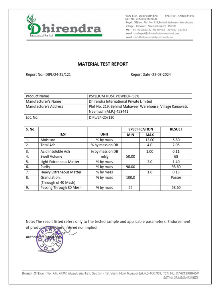Material Test Report: Manufacture's | PDF | Science & Mathematics