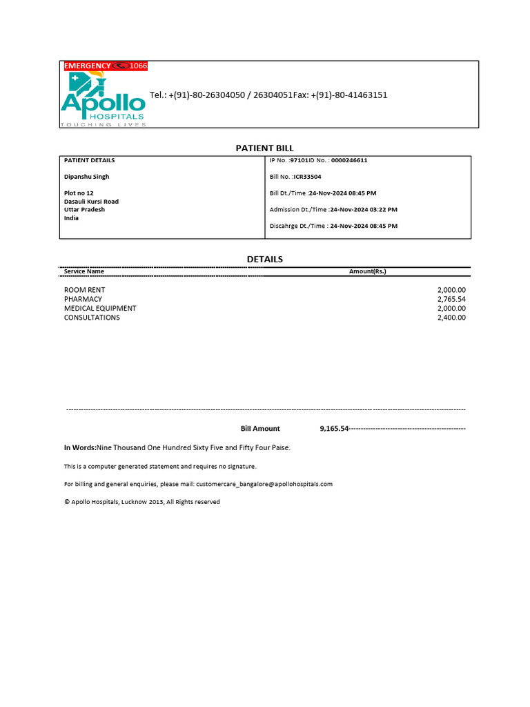 Medical Bill | PDF
