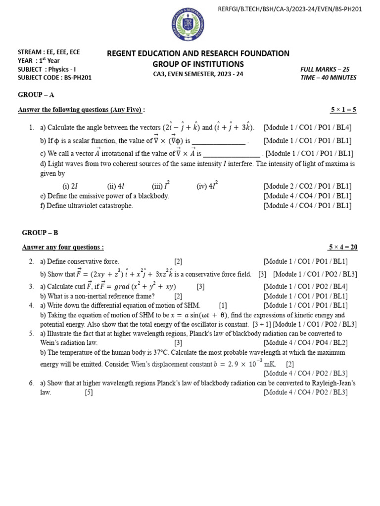 Rerf B23 S2 Ca3 PHSQ Ee Eee Ece | PDF | Electromagnetic Radiation ...