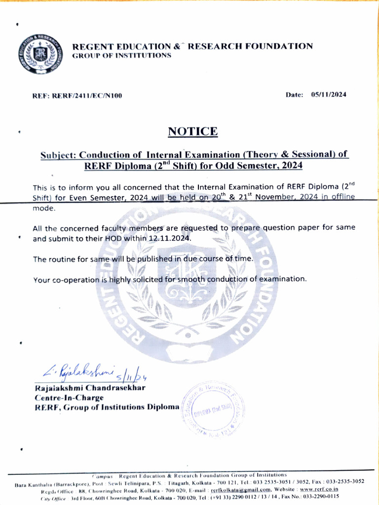 Notice-Diploma Internal Exam | PDF