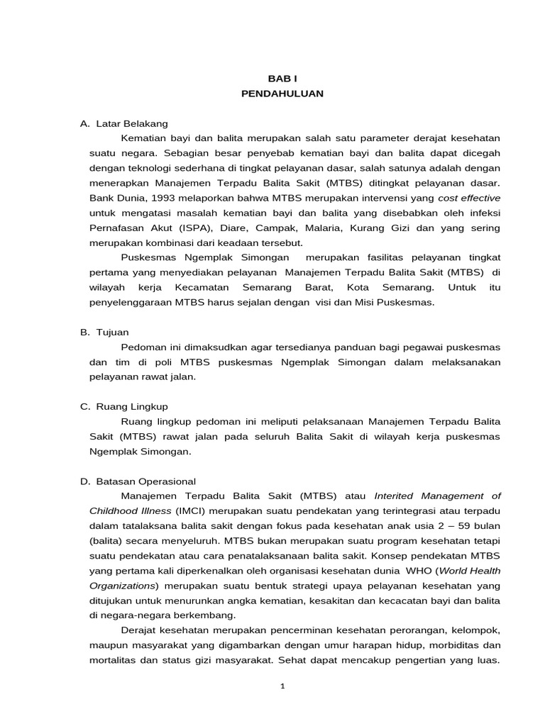 Pedoman Pelayanan MTBS | PDF