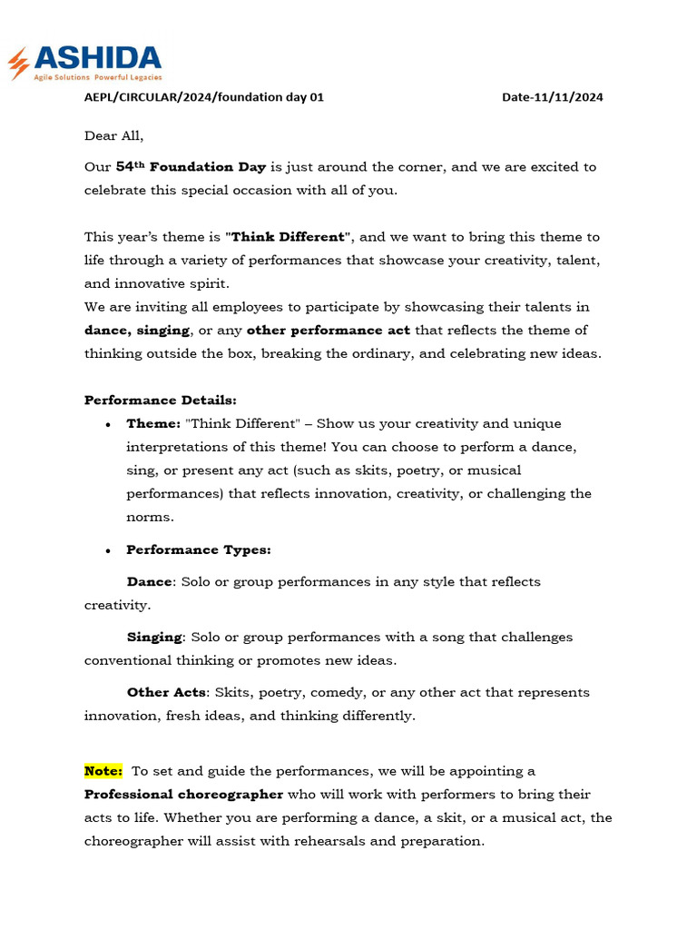 Foundation Day Notice 01y | PDF